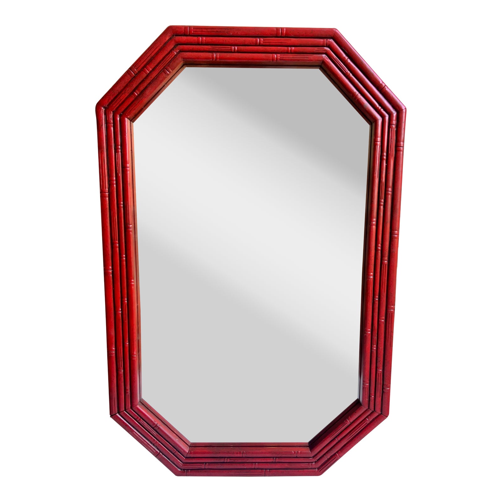 Vintage Tony Duquette Style Newly Painted Red Faux Bamboo Octagonal ...