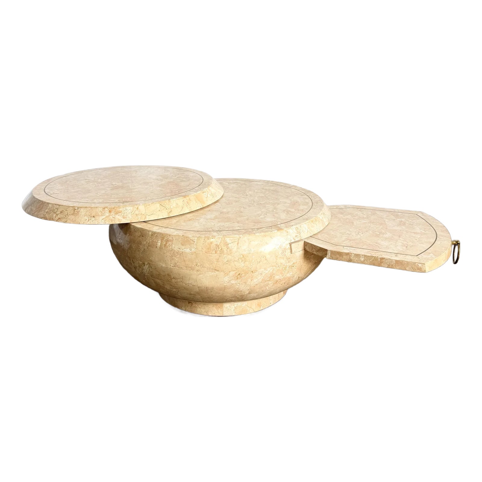 Postmodern Pink Tessellated Stone Swivel Top Coffee Table With ...