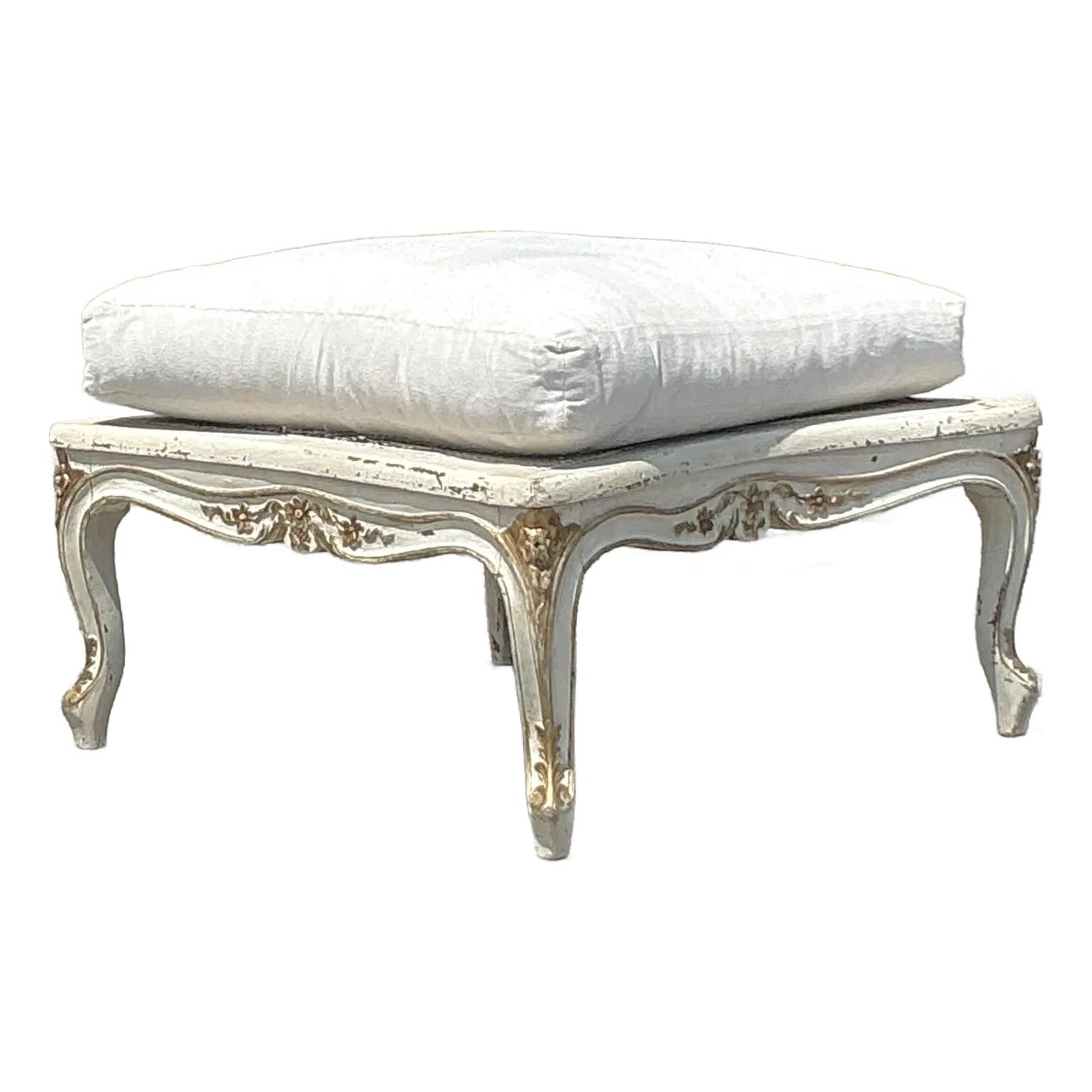 Vintage Regency Cane Ottoman | Chairish