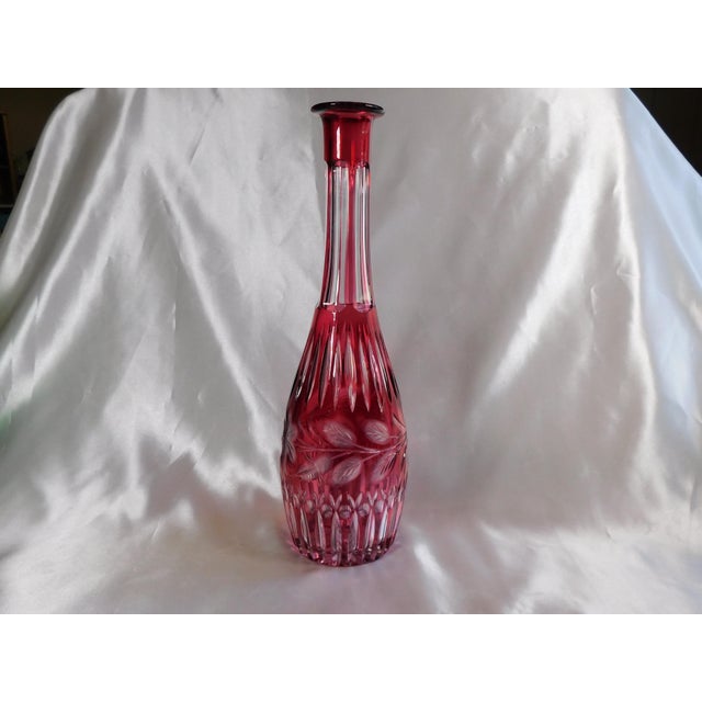 1940s Pink Cut to Clear Glass Bottle Decanter | Chairish