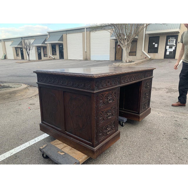 1800s Antique Breton Highly Carved 6 Drawers French Desk | Chairish
