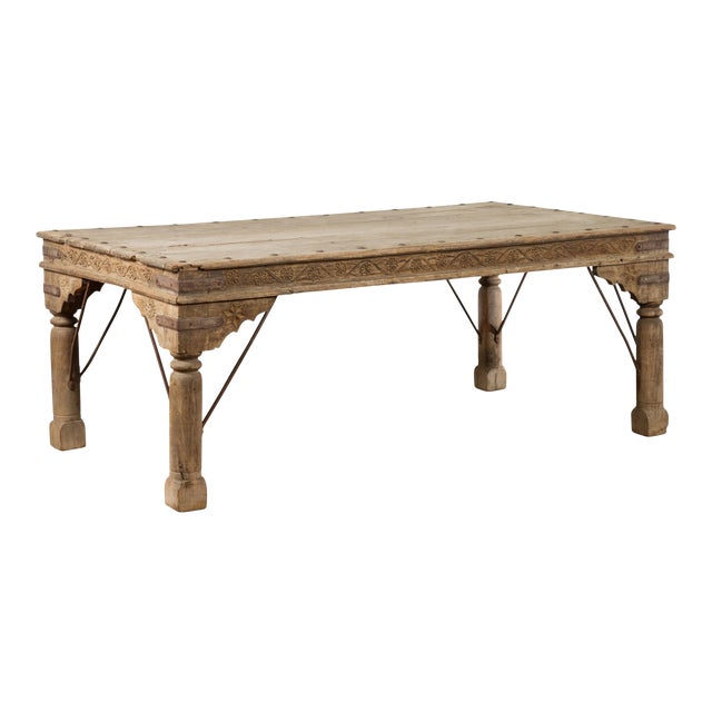 Antique Indian Courtyard Door Bleached and Converted Into A Coffee Table
