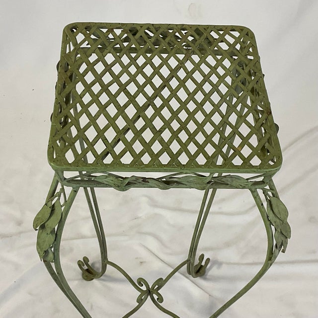 Vintage French Art Nouveau Flat Bar Metal Verdigris Tole Plant Stand ...