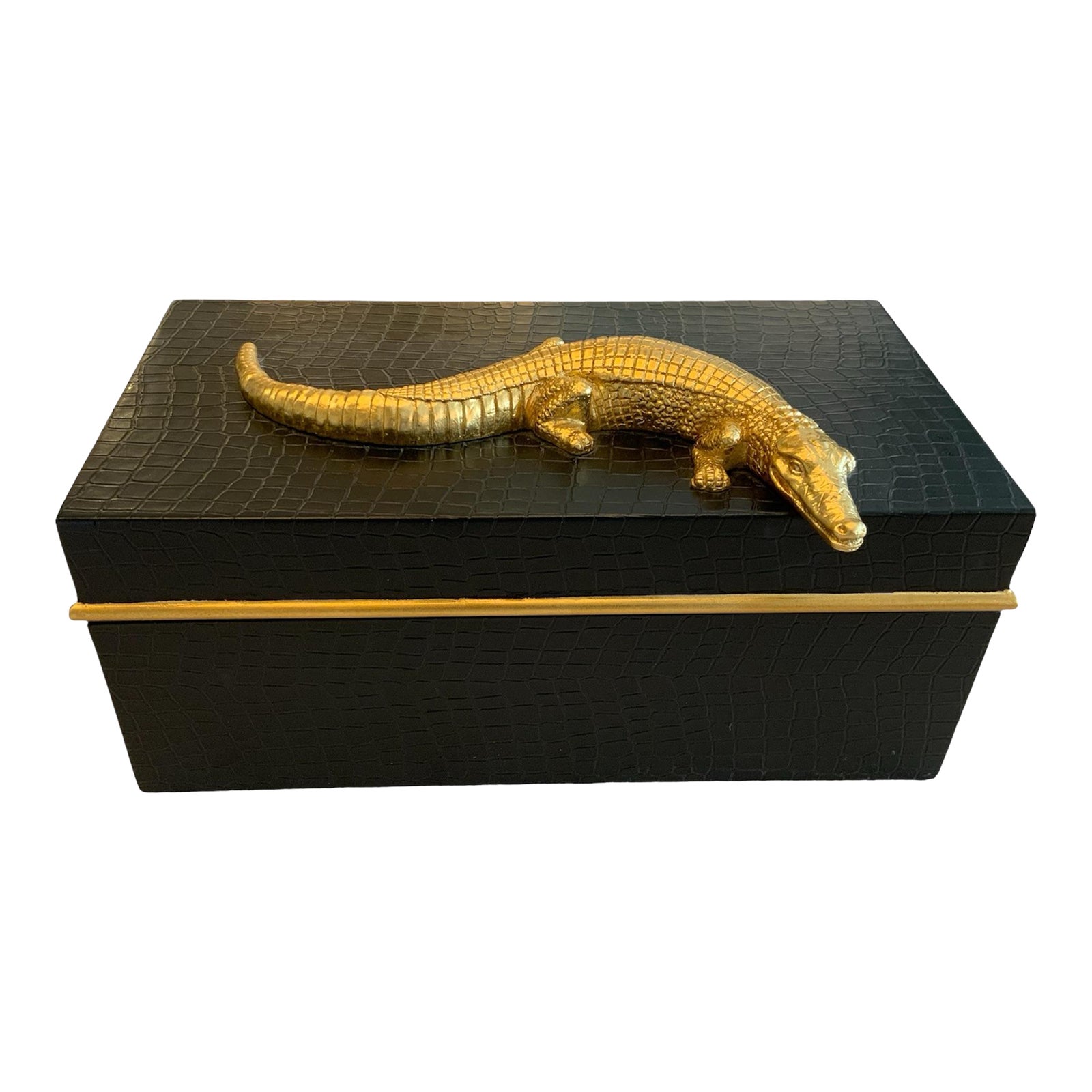 Chelsea House Inc Black Alligator Box | Chairish