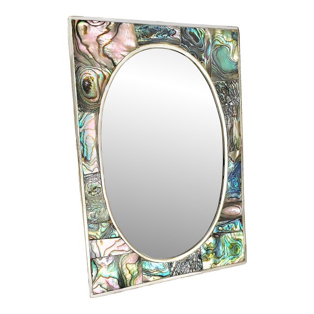 1950s Alpaca Silver and Abalone Shell Picture Frame | Chairish
