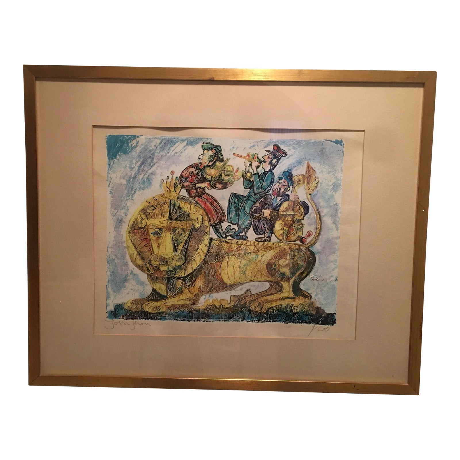 Lion of Judah Framed Lithograph Yossi Stern | Chairish