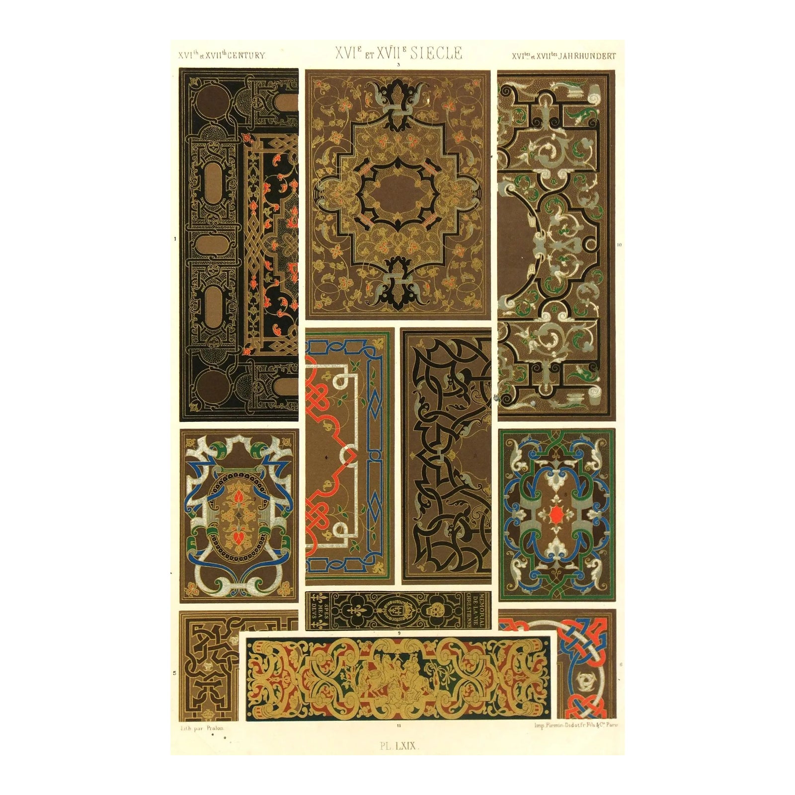 Stone Lithograph - 17th-C. Design Elements, C. 1890 | Chairish