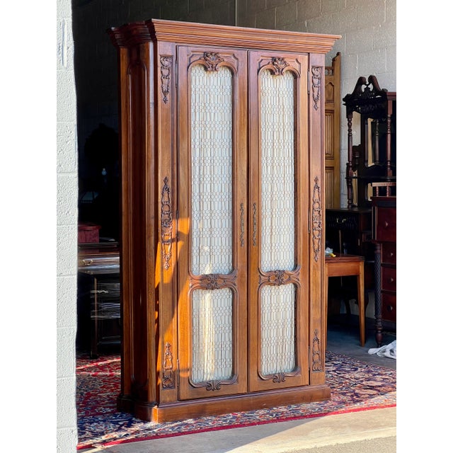 Vintage 20th Century Carved Walnut Louis XIV Style Armoire With Custom ...
