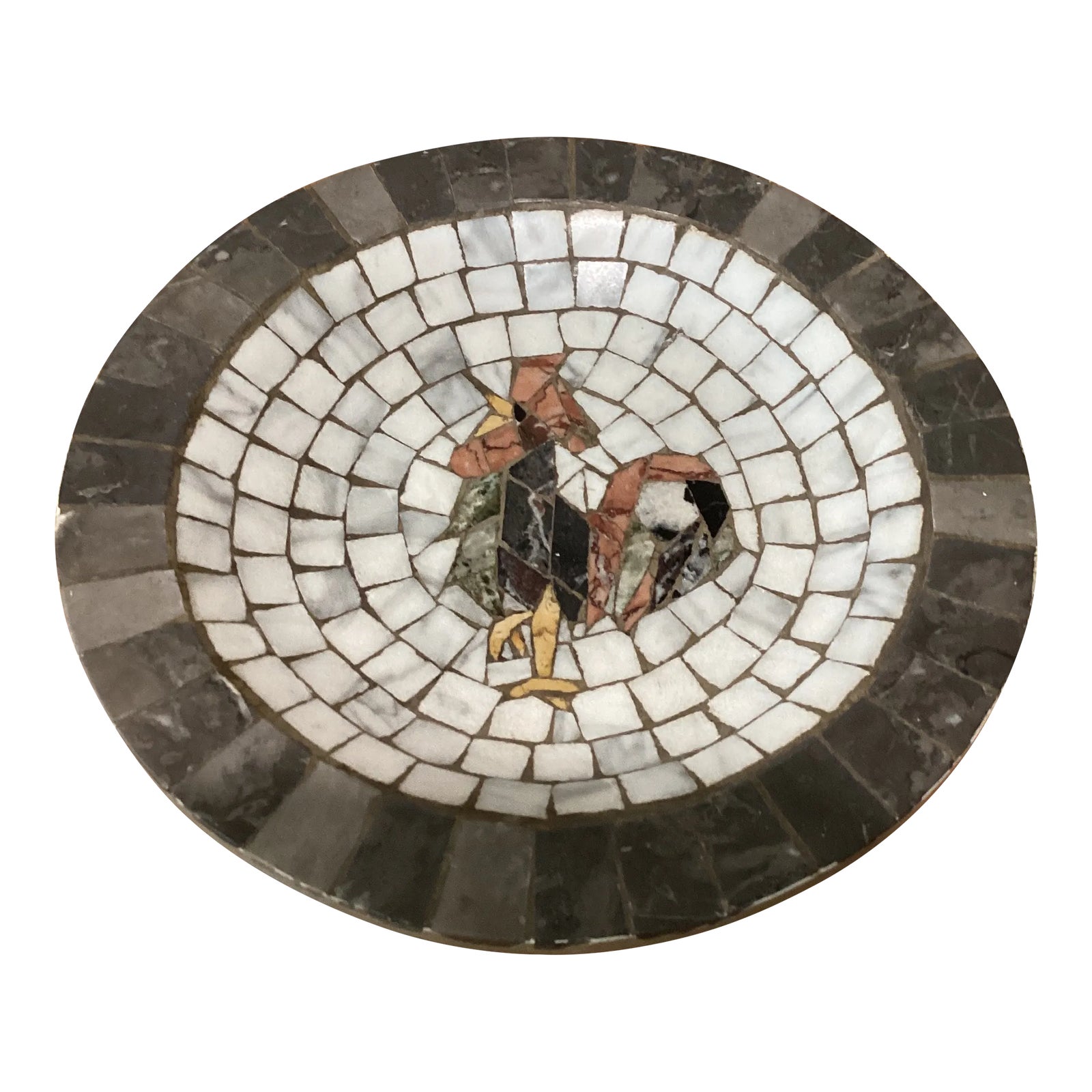 Mid Century Marble Mosaic Stone Plate Rooster Motif Heide Denmark ...