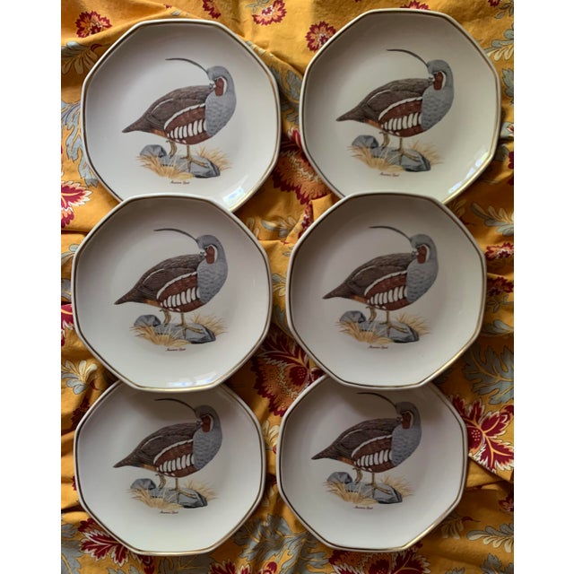 Vintage Quail Bird Octagonal Plates - Set of 6 | Chairish