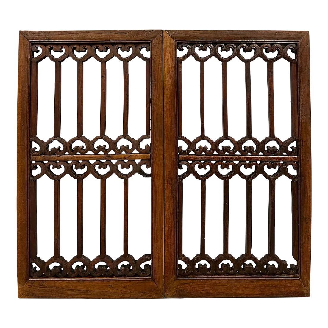 Antique Chinese Carved Wooden Window Panels Wall Arts - a Pair | Chairish