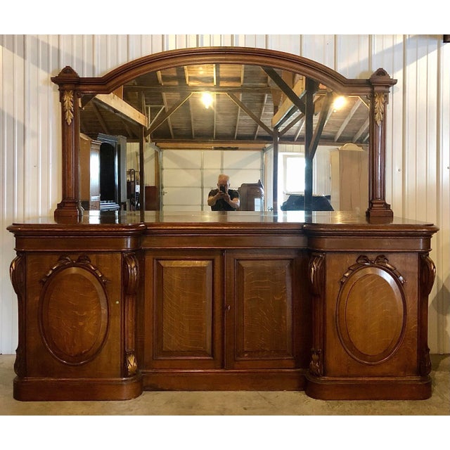 Antique Lamb of Manchester Monumental Oak Sideboard With Mirror | Chairish