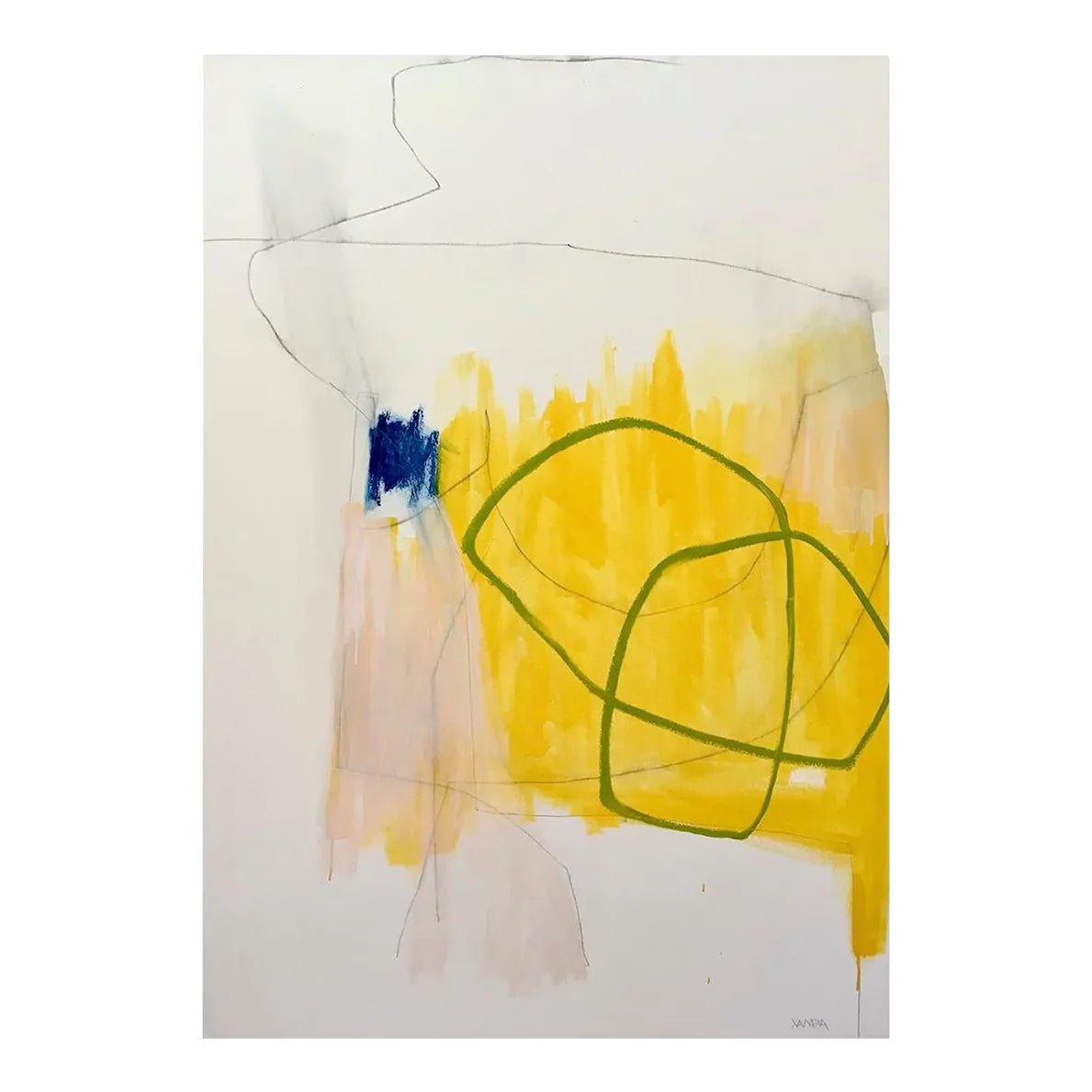 Contemporary Abstract Oil and Graphite on Canvas Painting "Threshold ...