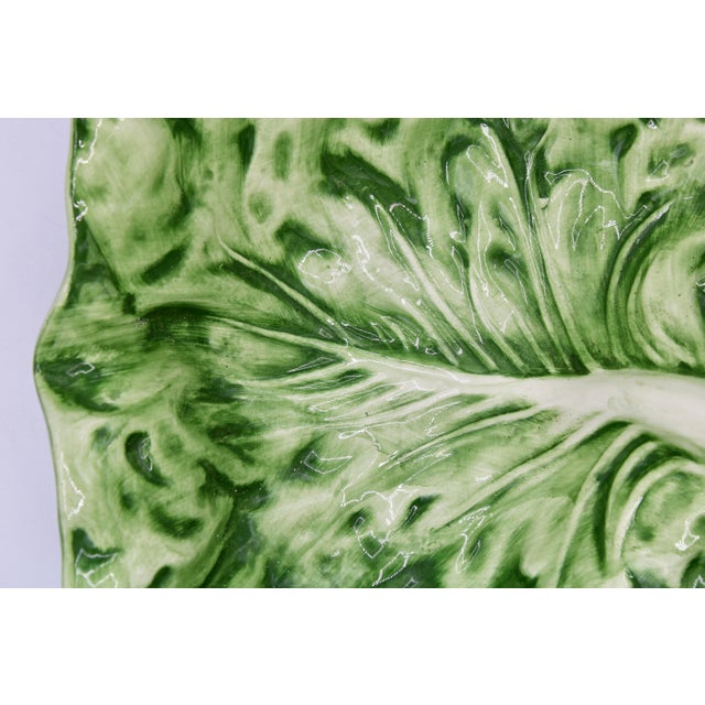 Large Ceramic Green Cabbage Leaf Serving Bowl | Chairish