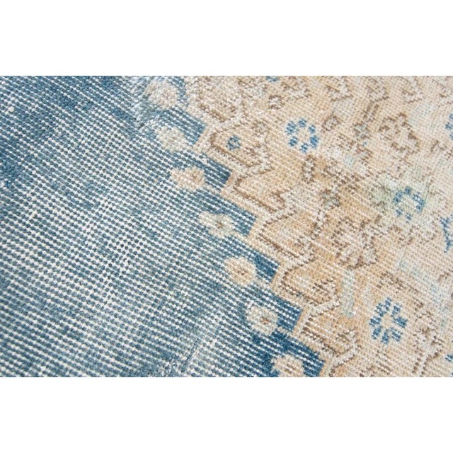 1940s Vintage Medallion Geometric Floral Ivory & Blue Wool Pile Hand ...