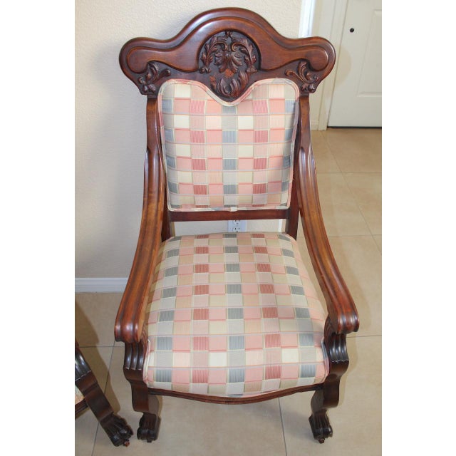Antique 19th Century Upholstered Throne Chair With Claw Feet & Casters ...