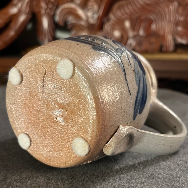 1990s Handmade Rowe Pottery Works Cobalt Blue Pitcher | Chairish