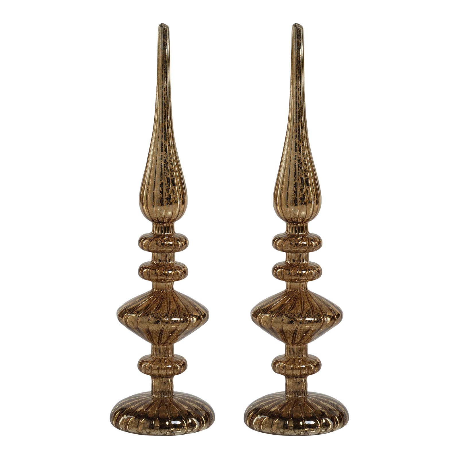 Azenor Gold LED Tabletop Finials, Set of 2 | Chairish