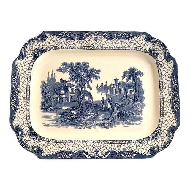 Antique English Flo Blue Platter | Chairish