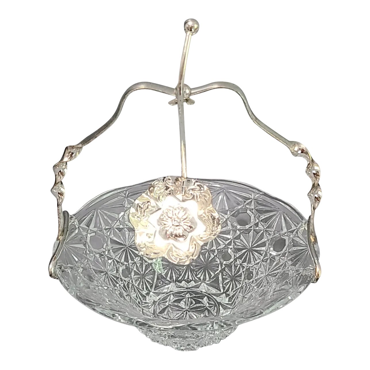 Vintage Queen Anne Glass Jelly Dish Basket Silverplated Handle & Ornate ...