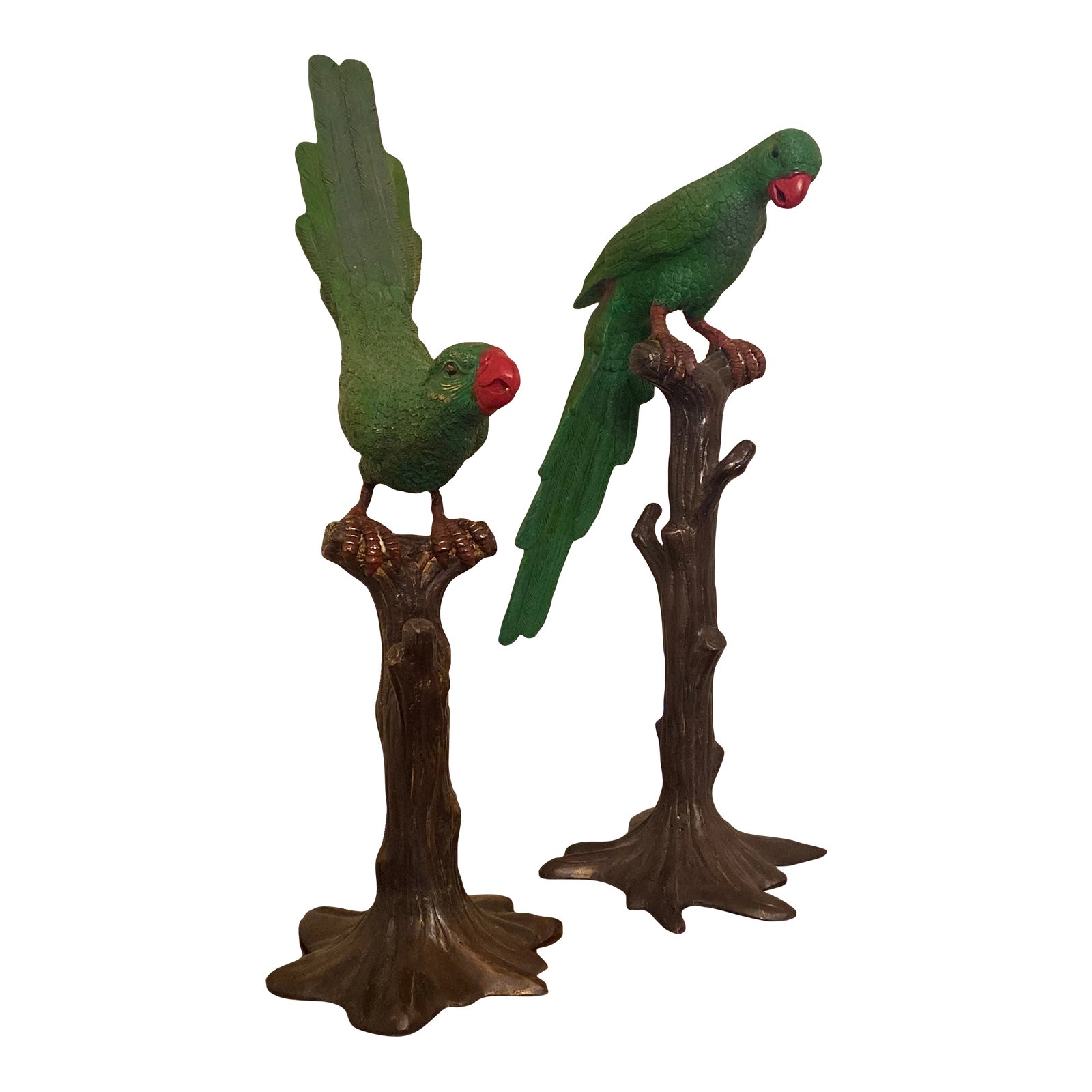 Late 20th Century Life-Sized Bronze Parrot Statue ~ a Pair | Chairish