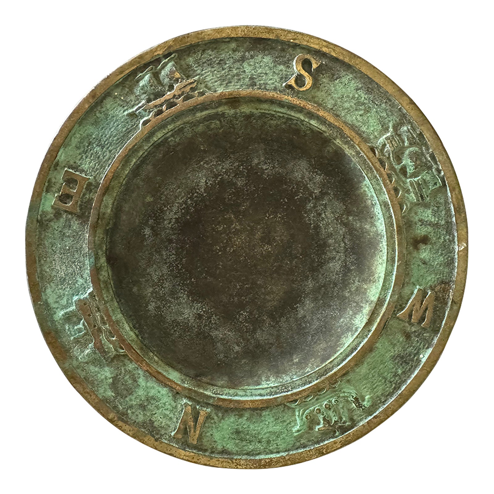 Vintage Solid Brass Raised Nautical and Compass Trinket Dish Ashtray ...