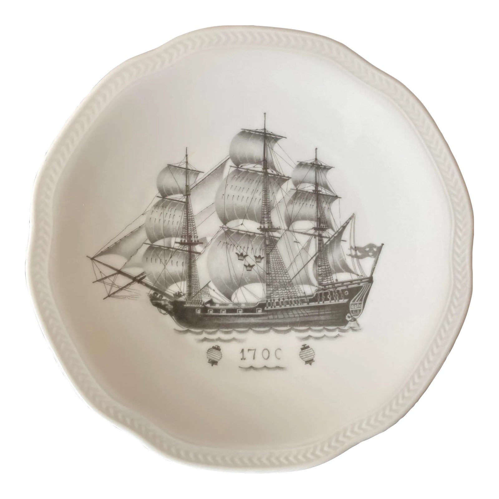Early 20th Century Antique Swedish Nautical Porcelain Catchall Dish ...