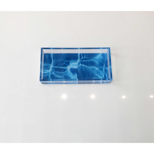 Amorphous Lucite Blue Tray | Chairish