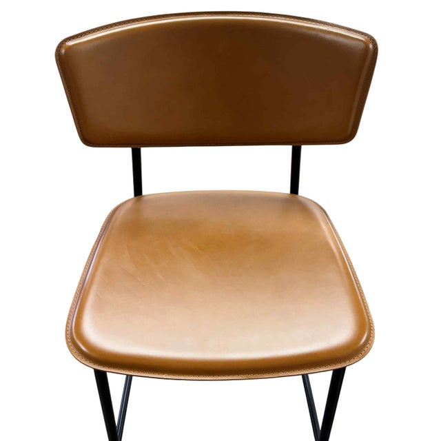 Calligaris Fifties Leather Counter Stools - Set of 3 | Chairish