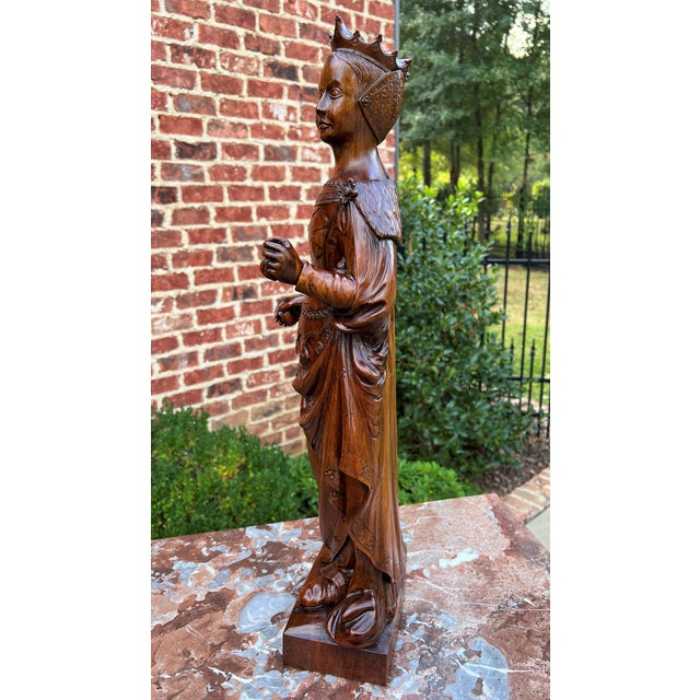 Antique French Statue Figure Sculpture Queen Lady With Crown Medieval ...