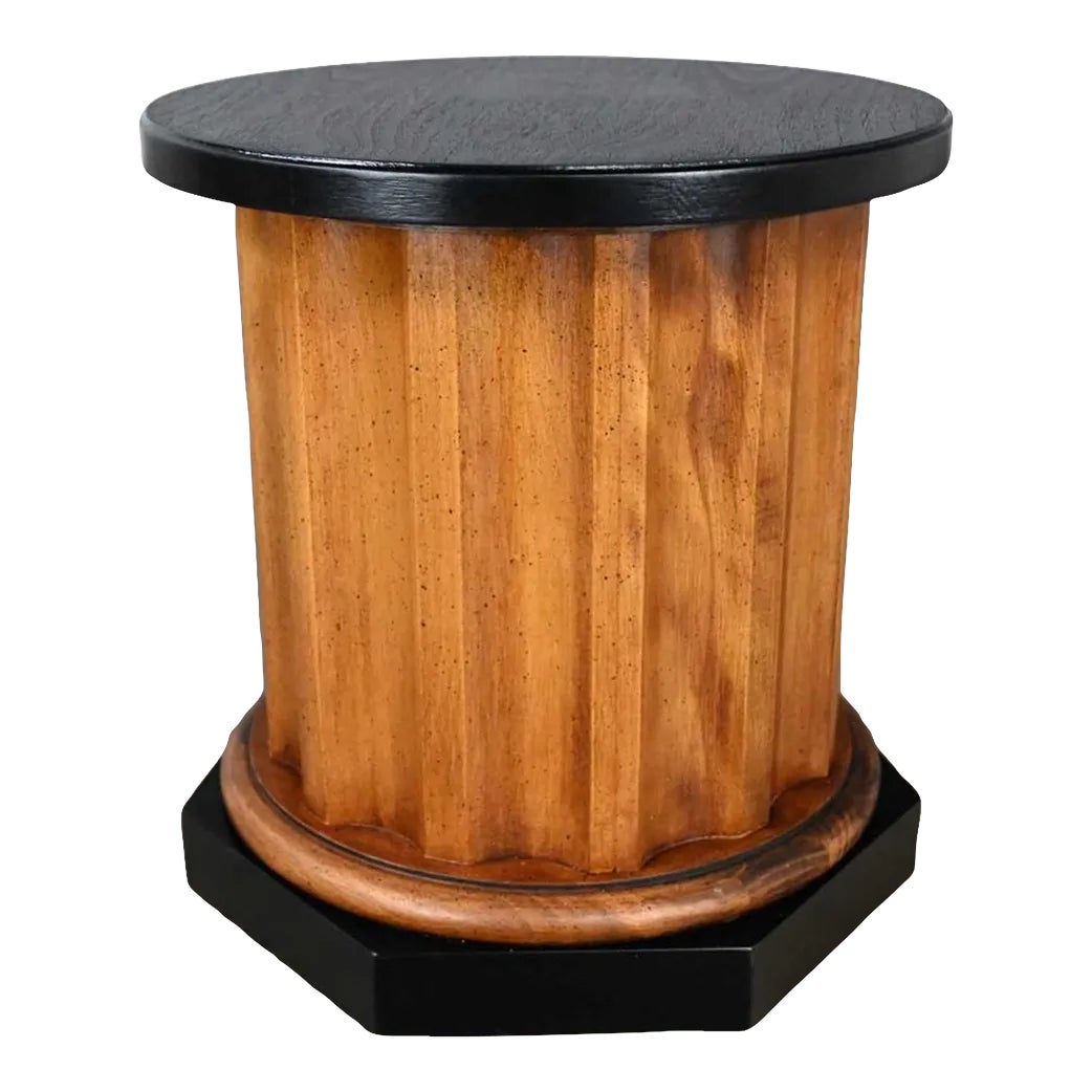 Late 20th Century Neoclassic Revival Walnut Toned Wood & Black Column ...