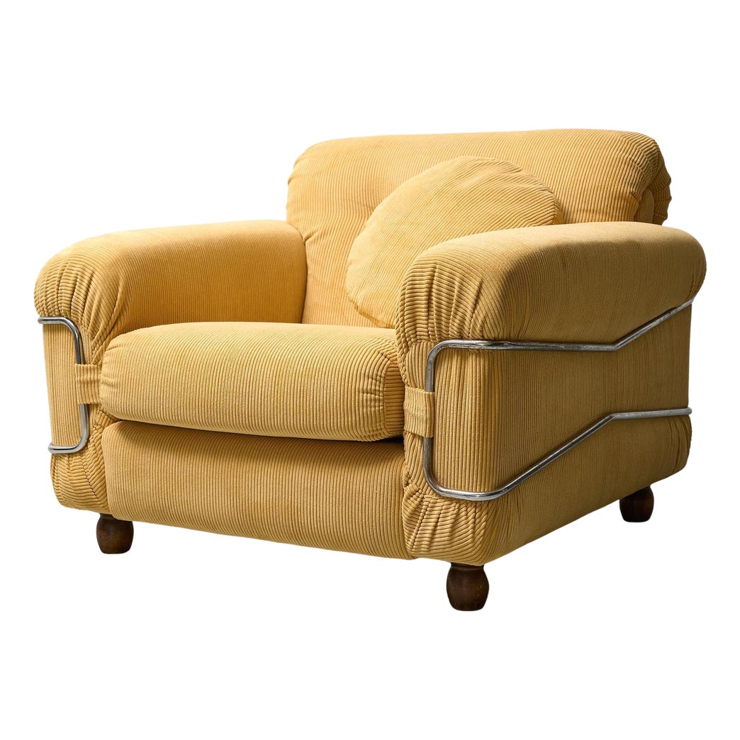 Yellow Corduroy Easy Chairs by Ceriotti, 1970s | Chairish