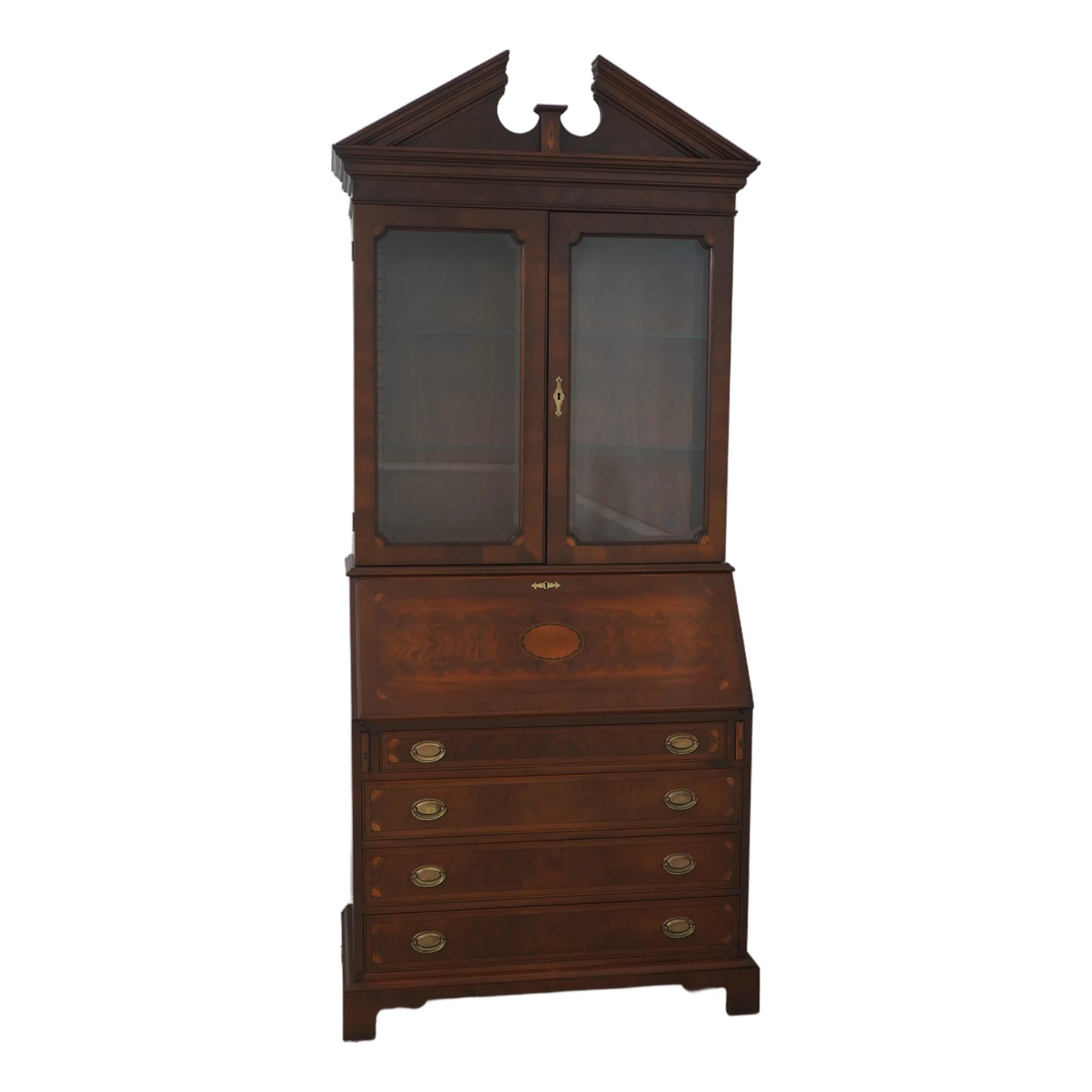 Hepplewhite Style Mahogany Drop Front Secretary Desk | Chairish