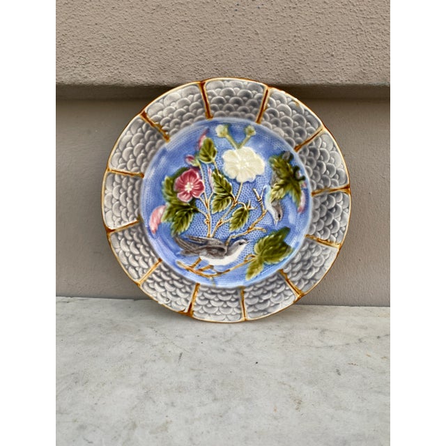 French Majolica Bird Plate Nimy Les Mons, Circa 1890 | Chairish