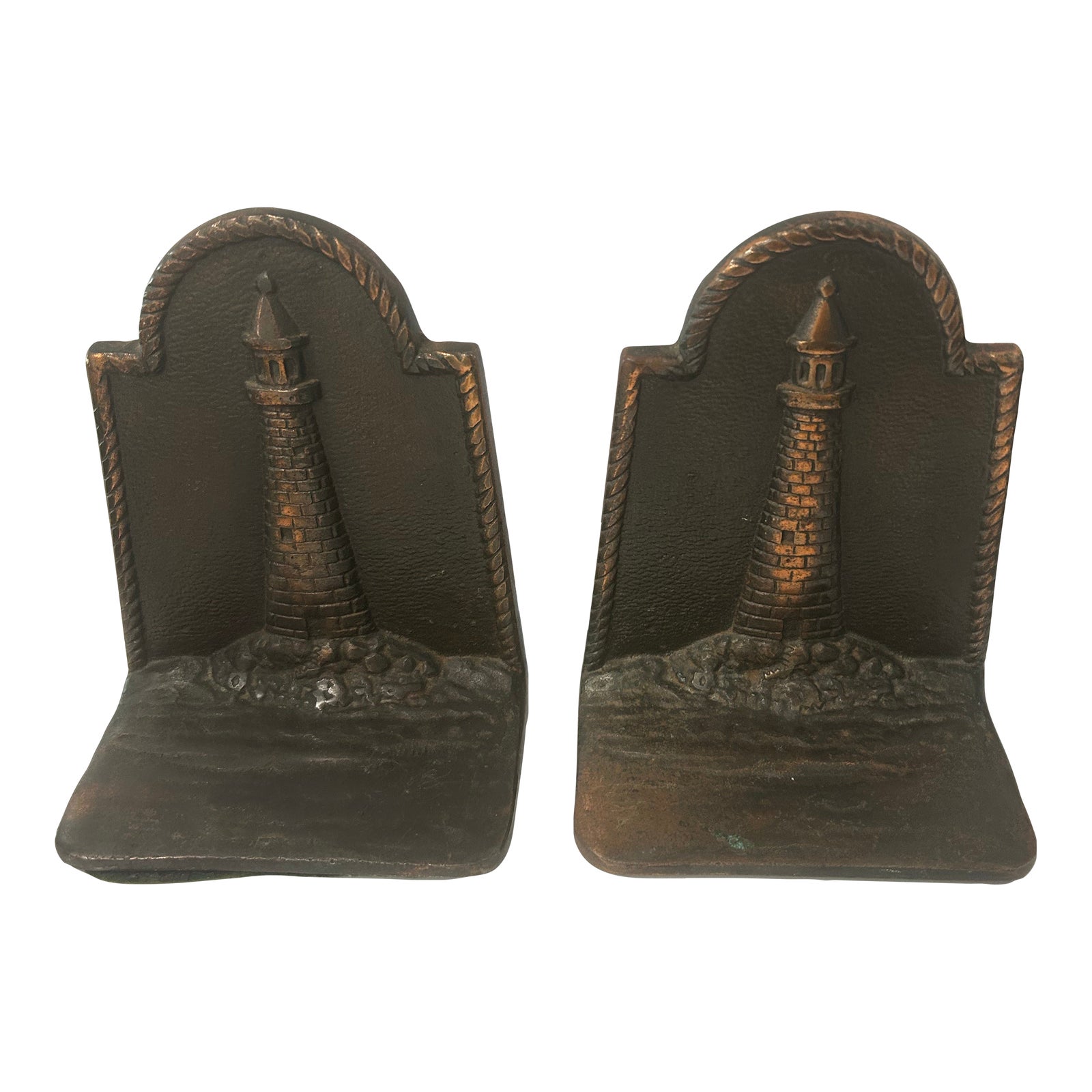 Pair of 1980s Cast Iron Lighthouse Bookends | Chairish
