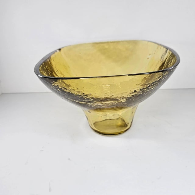 Vintage Pebbled Glass Bowl Large Decorative Pedestal Bubble Recycled ...