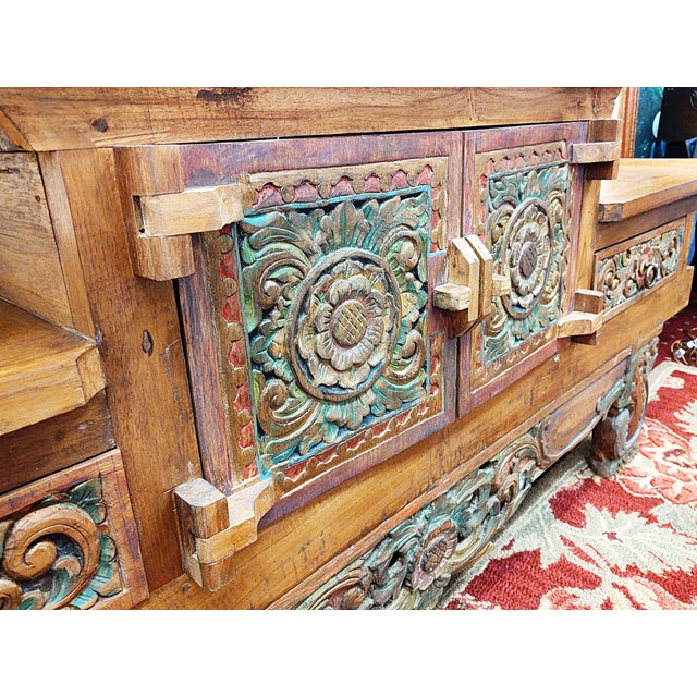 Hand Carved Balinese Style Sideboard/Altar Cabinet | Chairish