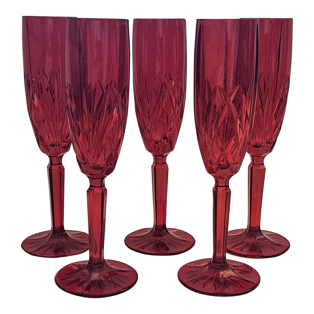 1990s Waterford Marquis Crystal Brookside Red Champagne Flutes- Set of ...