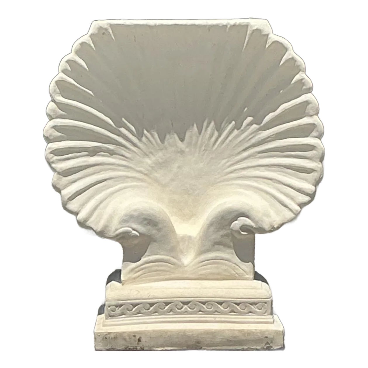 Vintage Coastal Cast Concrete Clam Shell Console Table Pedestal | Chairish