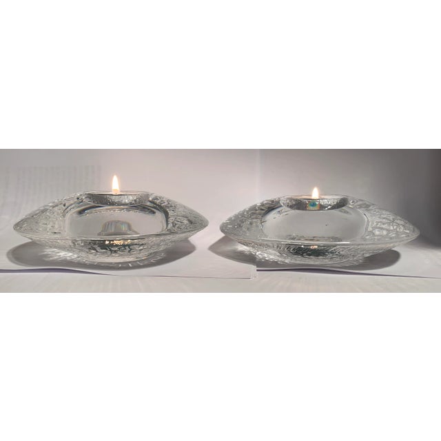 Pair of 1990s Orrefors Crystal Discus Votive Candle Holder | Chairish