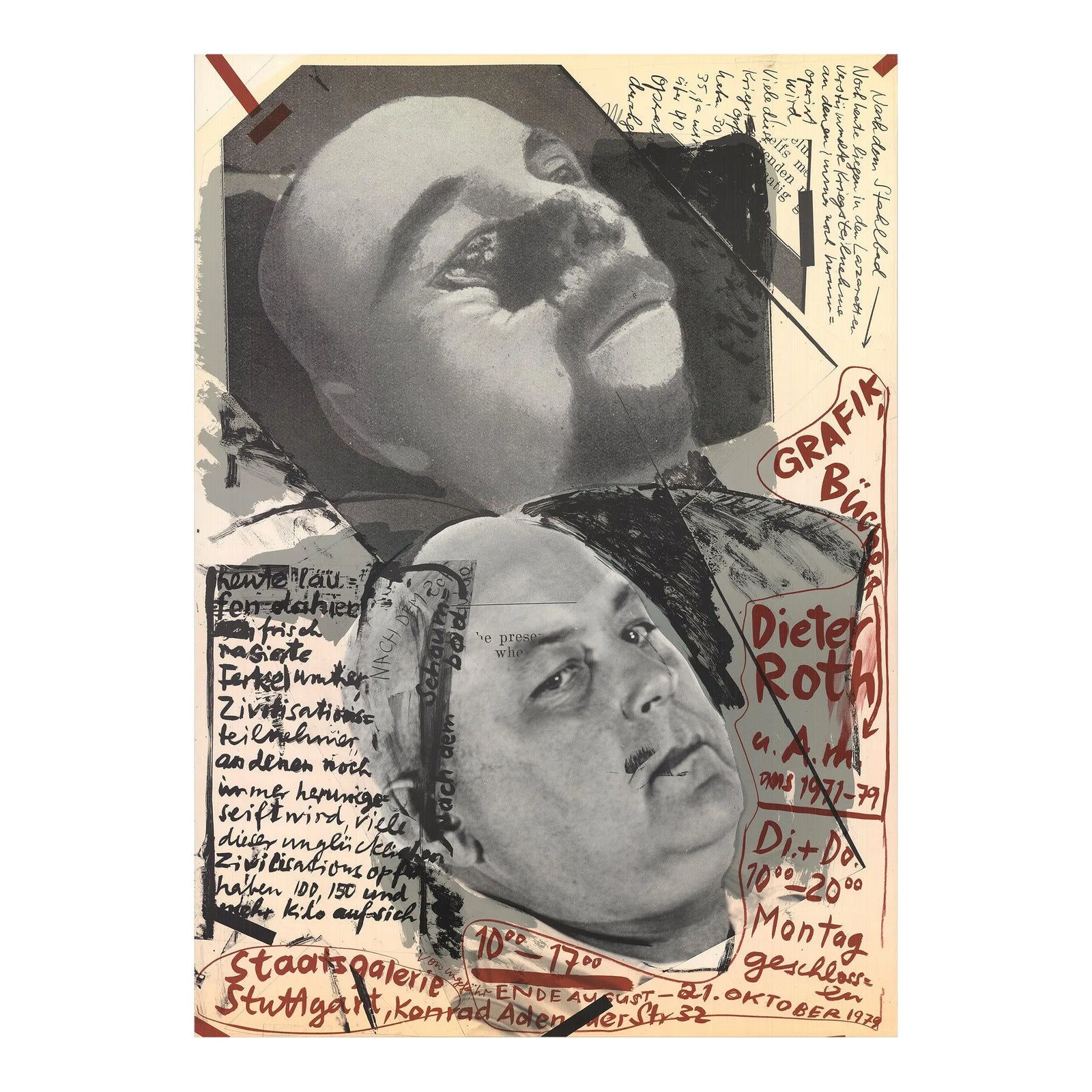 1979 Dieter Roth 'Bucher und Grafik' Contemporary Black & White,Red ...