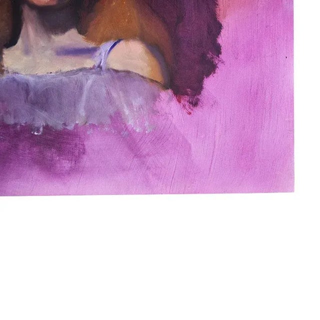 Hot Pink Portrait Painting of a Woman - 1970s 23" X 17.5" | Chairish