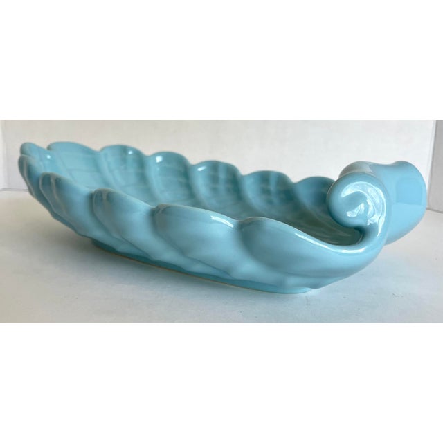 1930's Art Deco Blue Ceramic Shell Dish Cachepot | Chairish