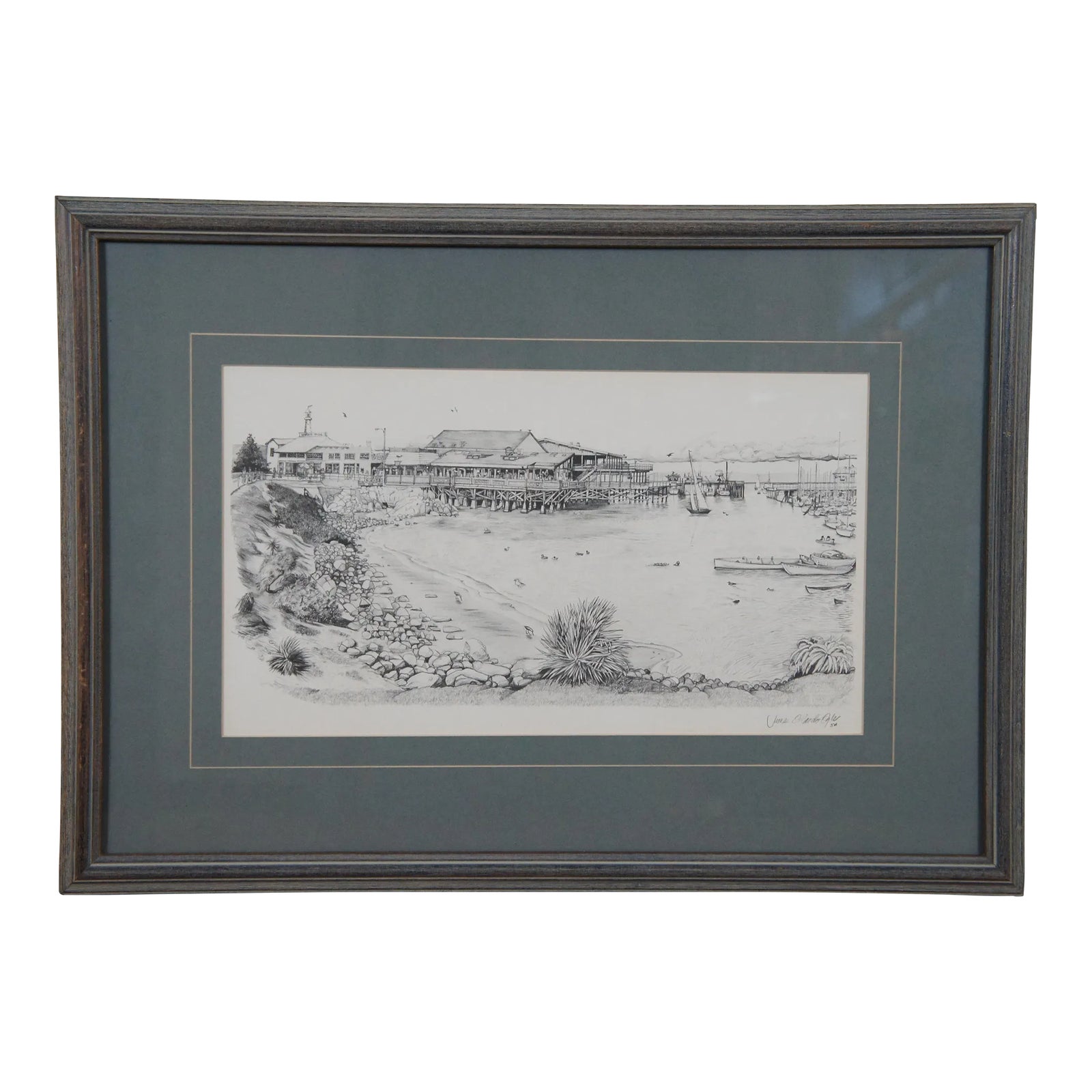 James Orlando Ogle Monterey Bay Harbor House Seascape Lithograph Print ...