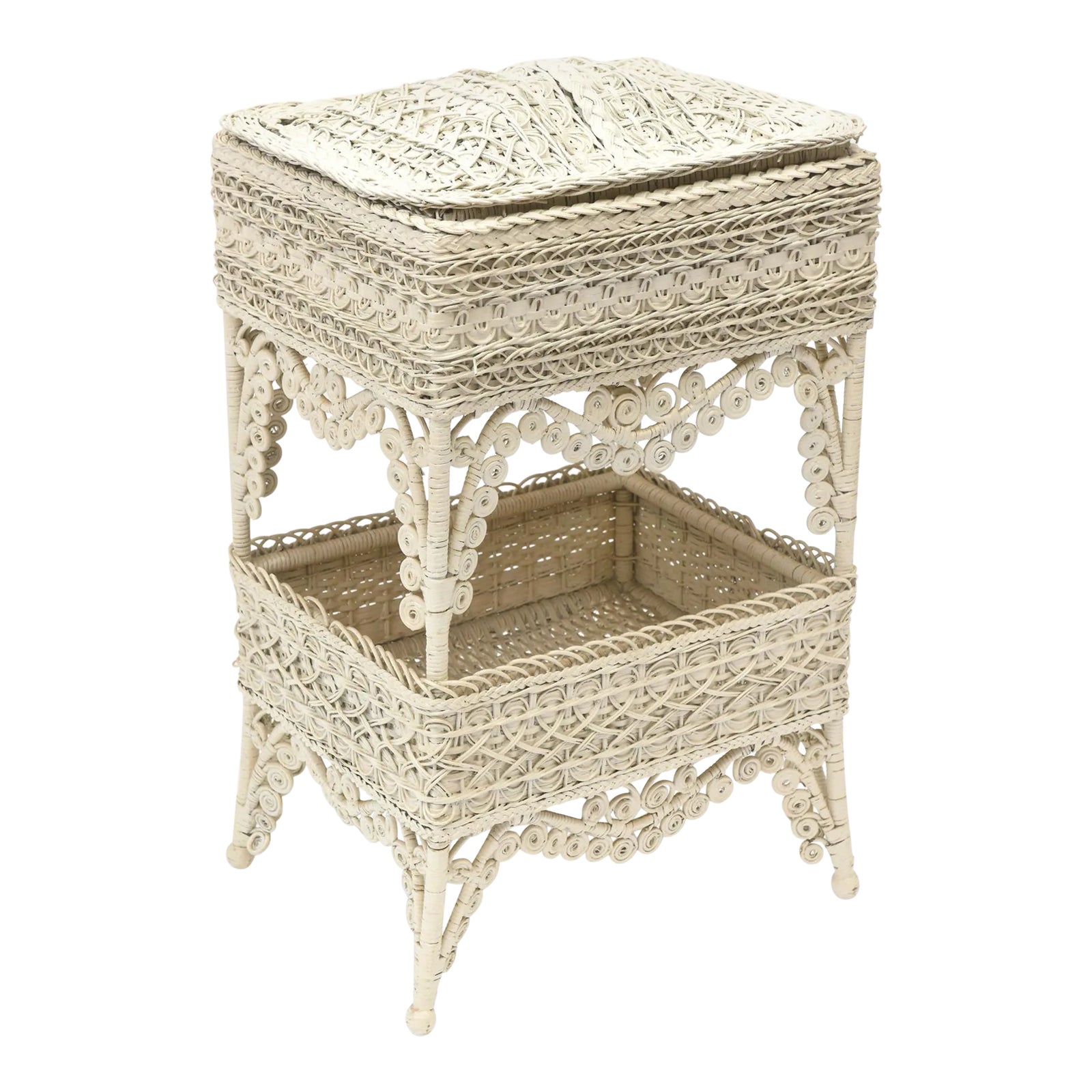 Victorian Wicker Sewing Stand | Chairish