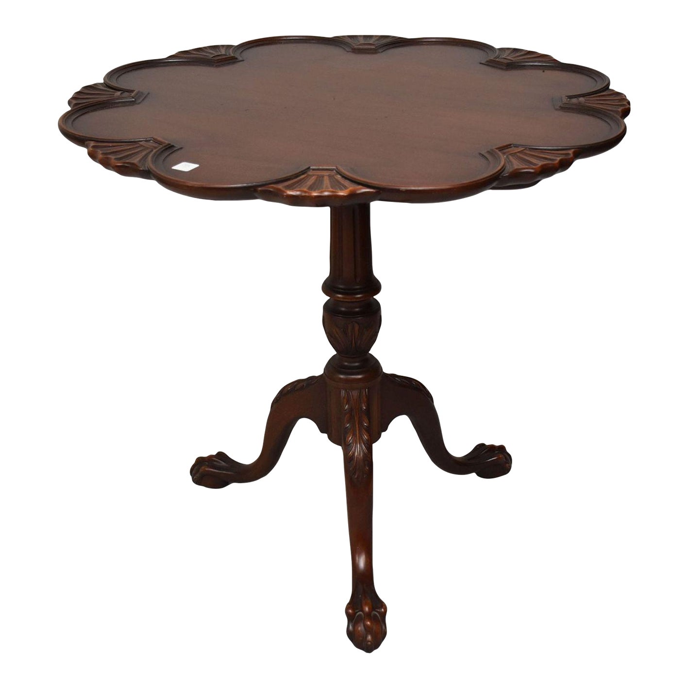 Kittinger Carved Shells Chippendale Mahogany Tilt Top Table Ball & Claw ...
