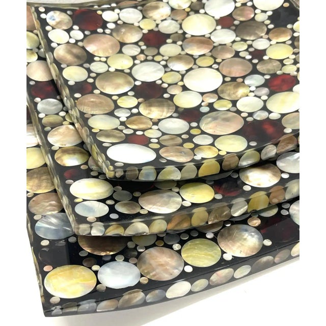 Colorful Graduated Inlaid Shell 'Dots Obsession' Pattern Concave Trays ...