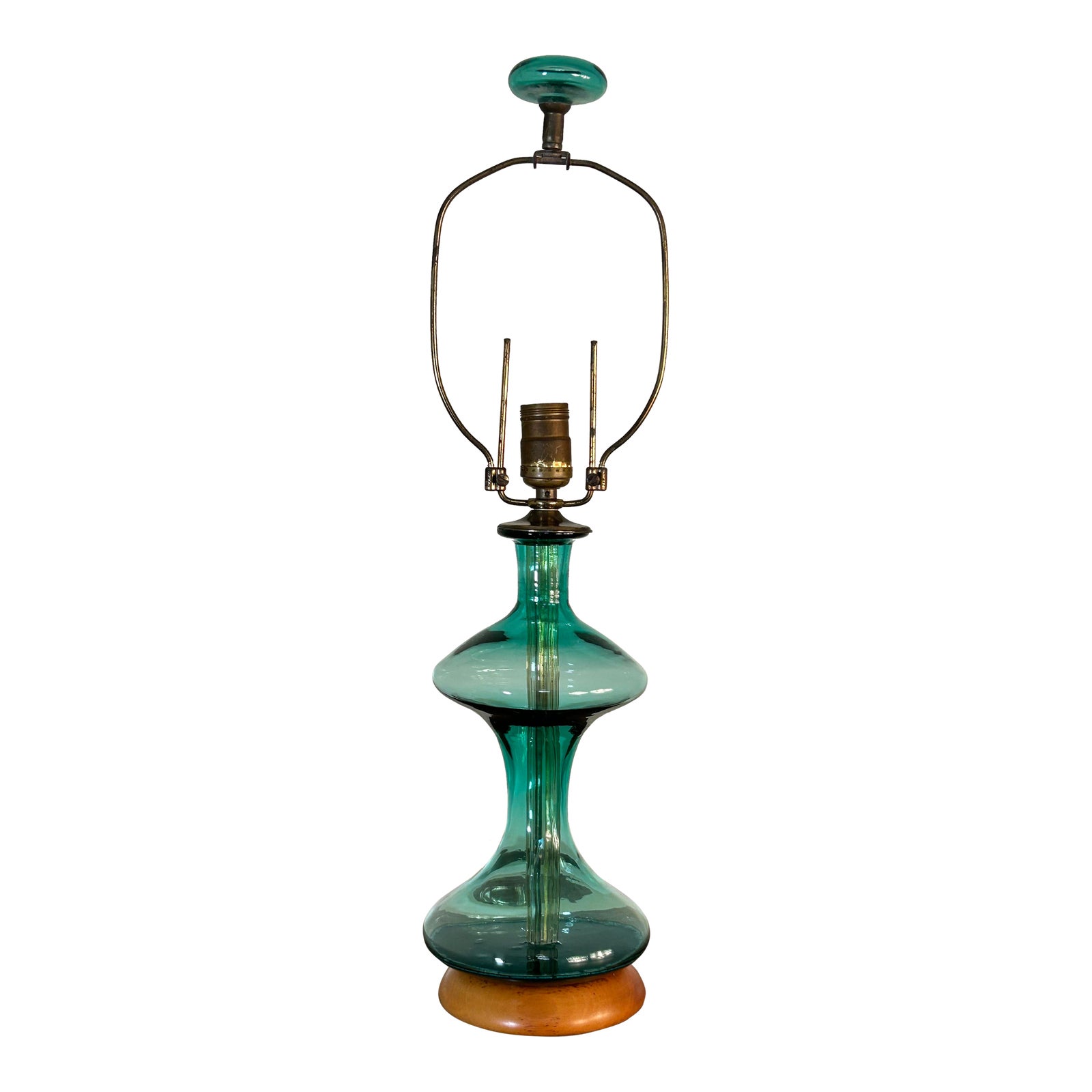 Small Blenko Model 563 Lamp With Finial in Sea Green | Chairish