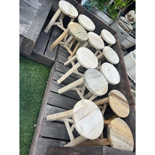 Natural Elm Village Three-Leg Stool | Chairish