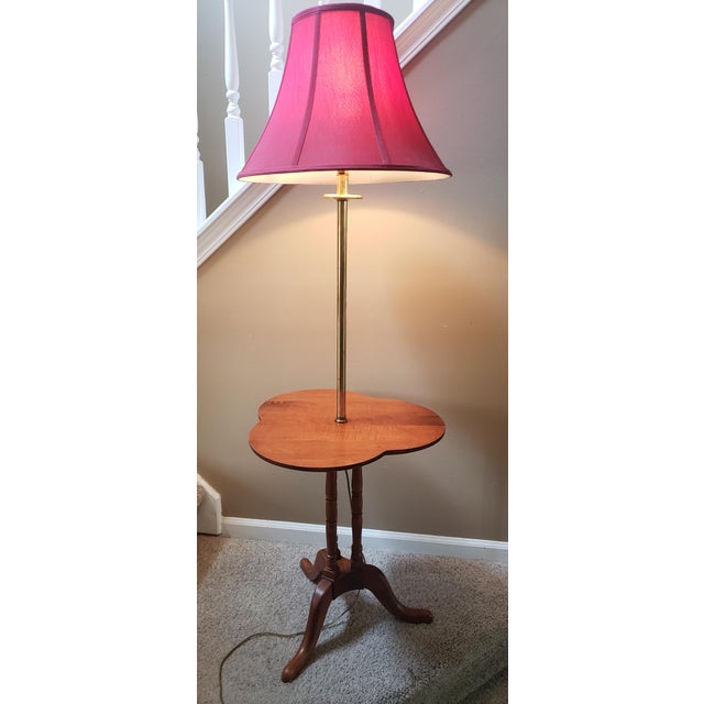 Vintage Clover Leaf Floor Lamp Table With Side Table | Chairish